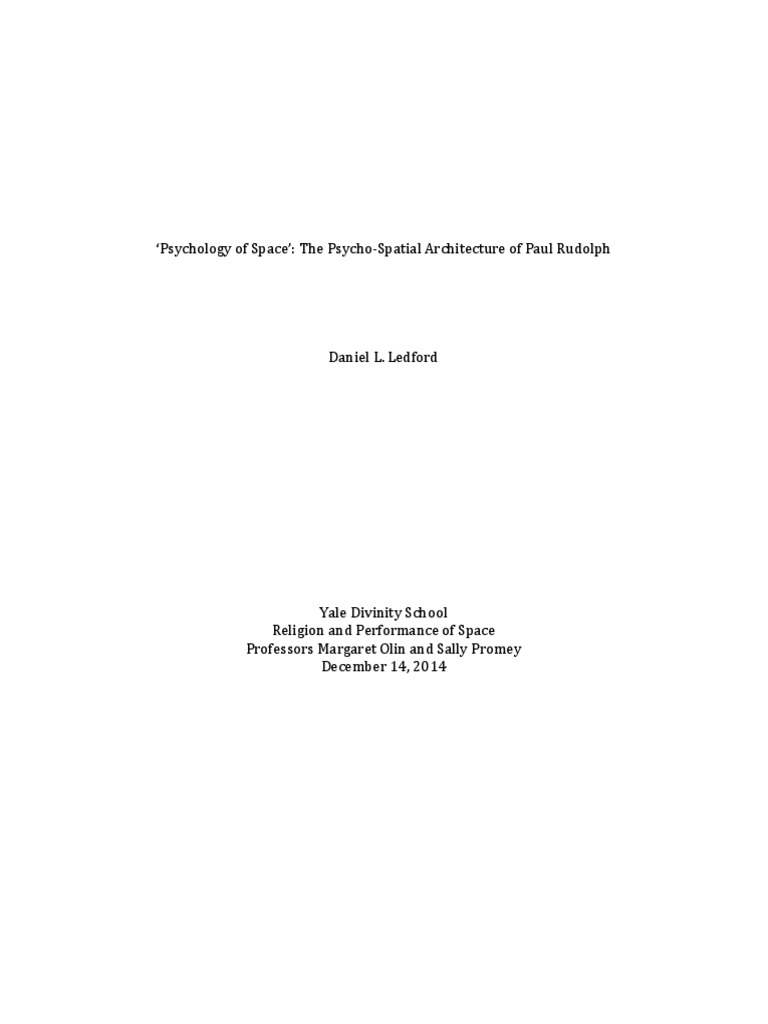 Psychology of Space The Psycho-Spatial A | PDF | Thought | Schema ...