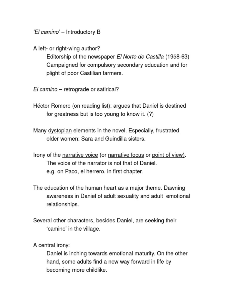 El Camino' - Overhead Lecture 2 | PDF | General Fiction