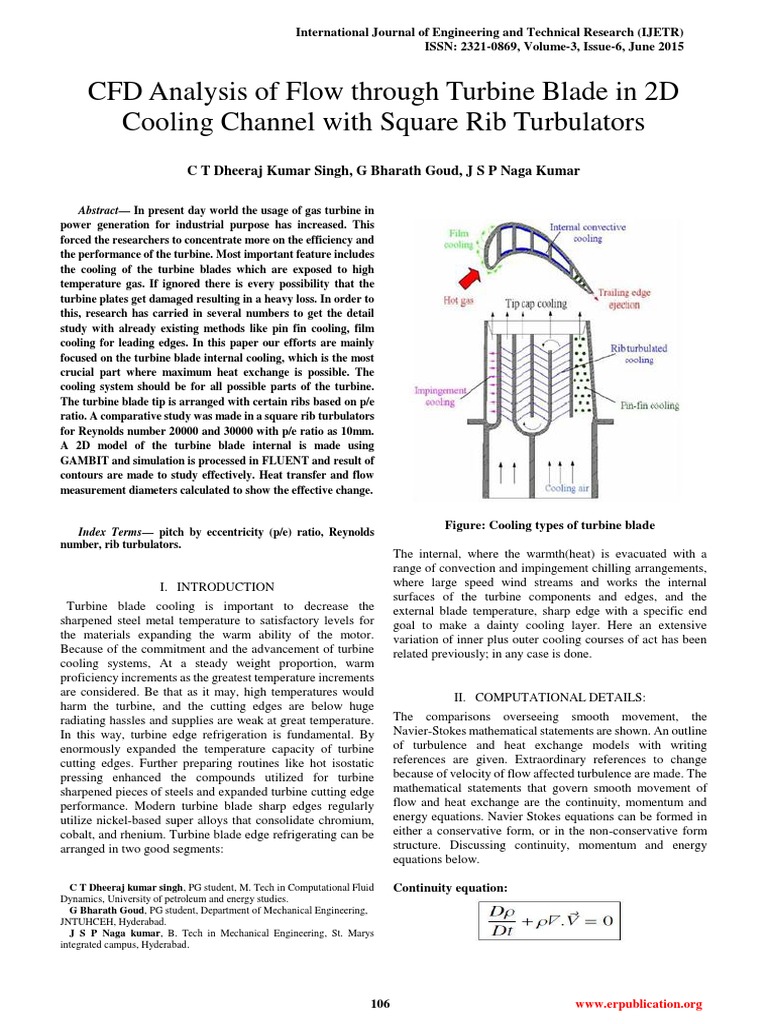 CFD Analysis of Flow Through Turbine Blade in 2D Cooling Channel With ...