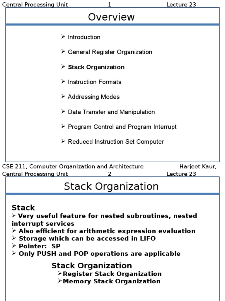 Stack Organization | PDF | Instruction Set | Central Processing Unit