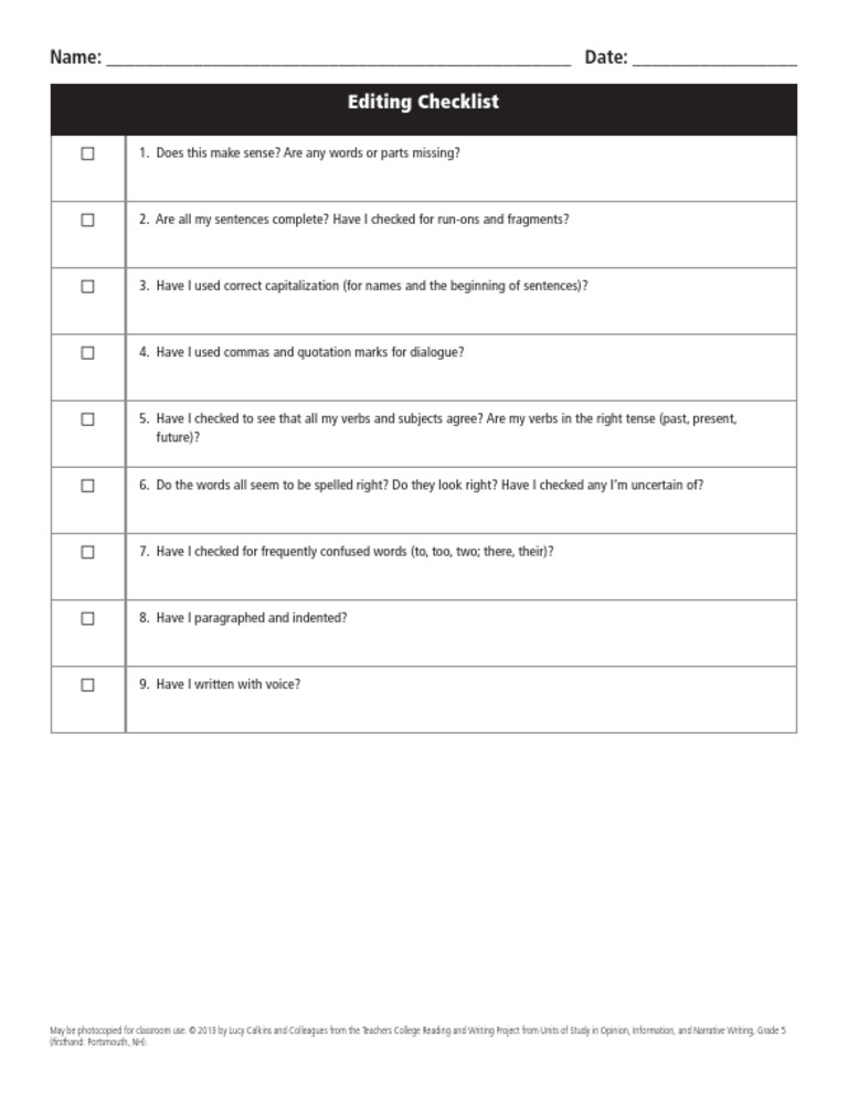 Editing Checklist | PDF | Career & Growth