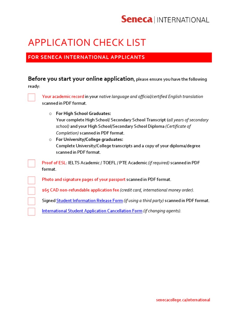 Application Check List x2016x | PDF