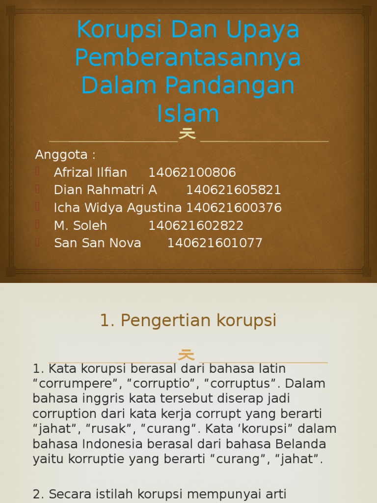 Korupsi Dan Upaya Pemberantasannya Dalam Pandangan Islam | PDF