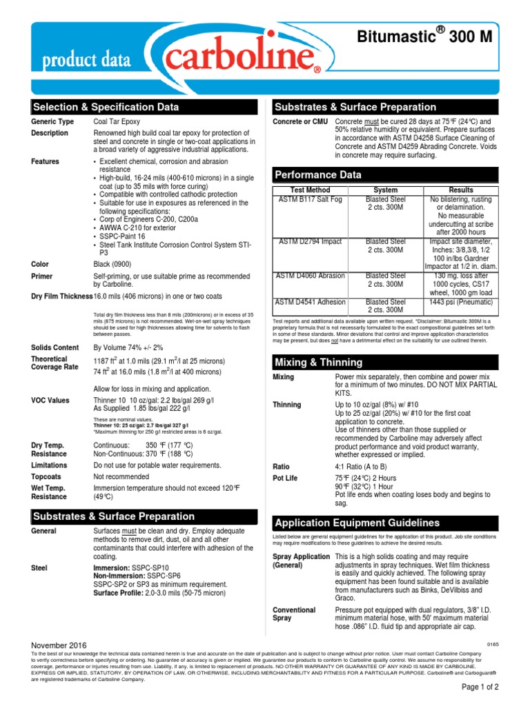 Bitumastic 300 M PDS | PDF | Cookware And Bakeware | Concrete