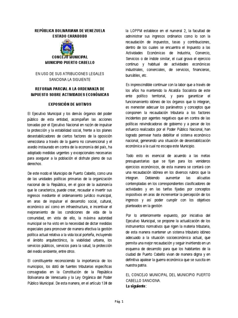 Reforma Parcial de La Ordenanza Sobre Actividades Económicas 2016 Definitiva | PDF | Alcalde ...