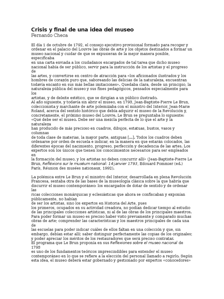 Crisis y Final de Una Idea Del Museo | PDF | Museo | Lumbrera