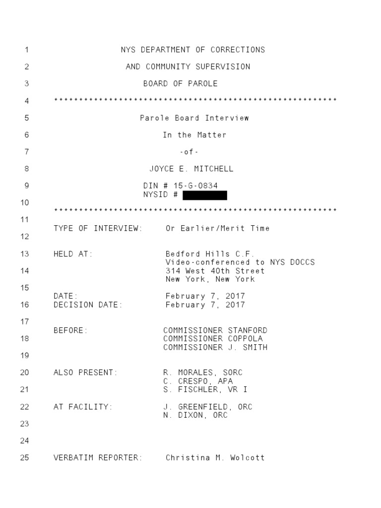 Joyce Mitchell Parole Transcript | PDF | Domestic Violence | Common Law