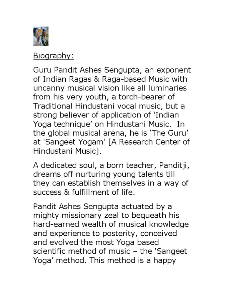 Guru Pandit Ashes Sengupta Web Biodata | PDF | Kolkata | Performing Arts