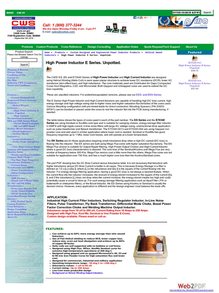 WWW Coilws Com | PDF | Inductor | Inductance
