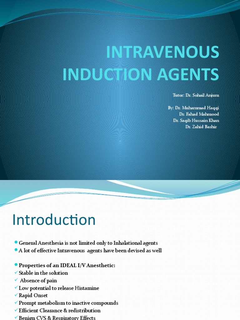 Intravenous Induction Agents | PDF | Midazolam | Medical Specialties