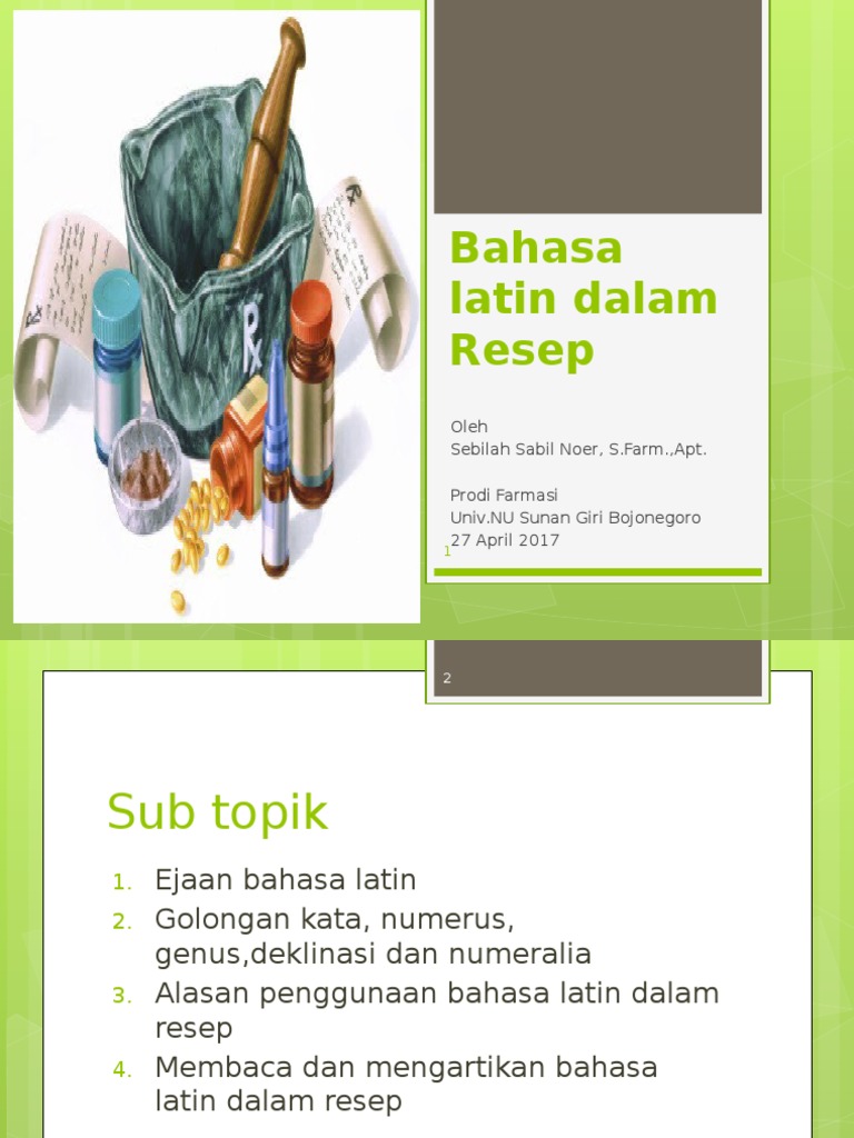 Bahasa Latin Dalam Resep | PDF