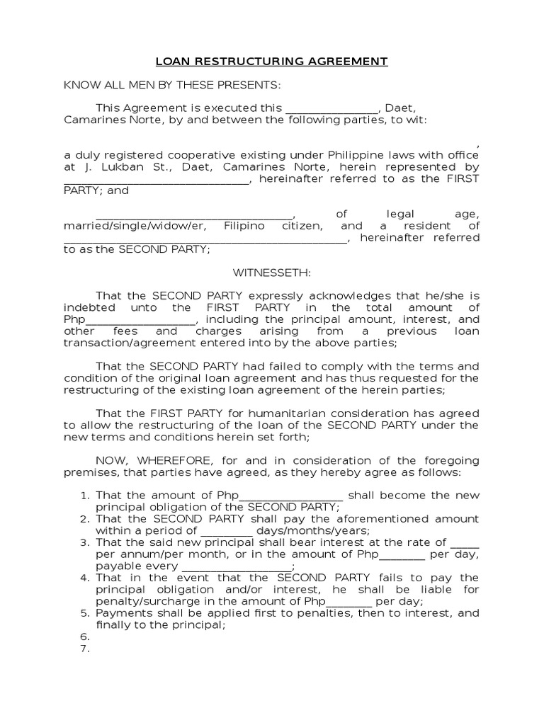 Loan Restructuring Agreement | PDF