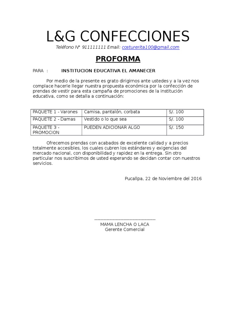 Proforma Modelo | PDF