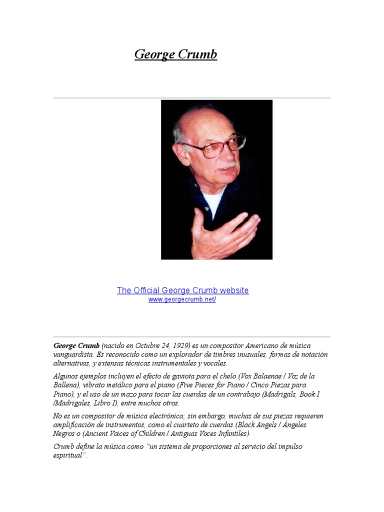 Composiciones de George Crumb | PDF | Entretenimiento | Instrumentos ...
