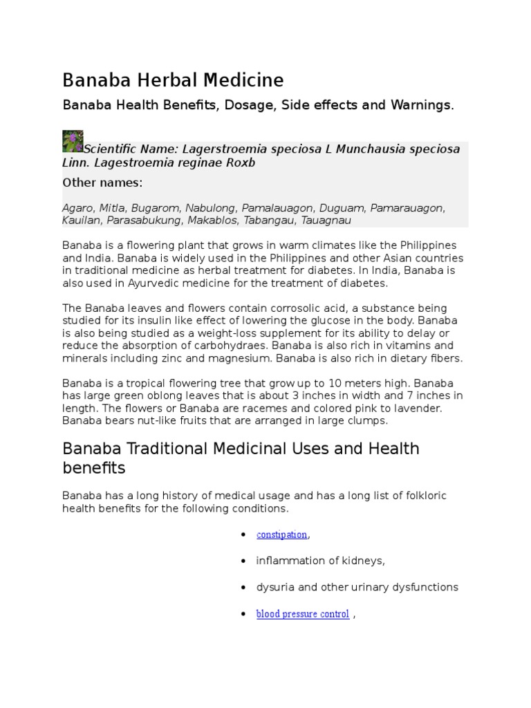 Banaba Herbal Medicine | PDF