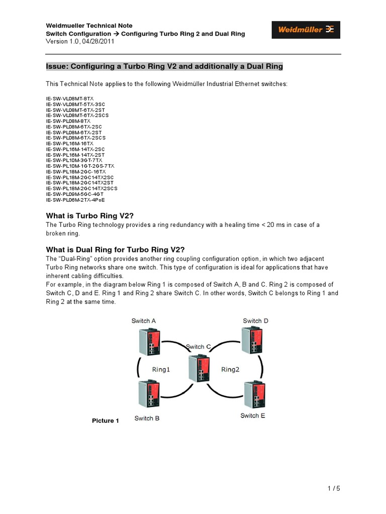 Weidmueller Tech Note Turbo Ring V2 With Dual Ring 280411 | PDF ...