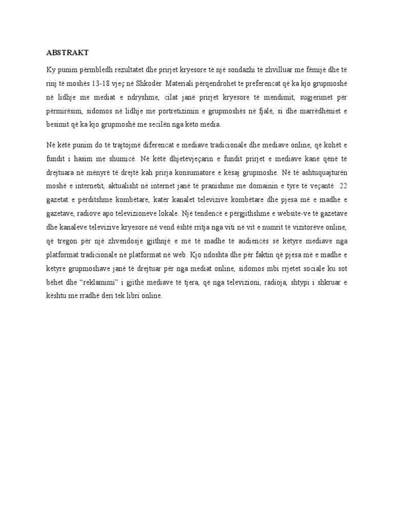 TEME DIPLOME BACHELOR - Mediat Tradicionale Vs Mediat Online, Në Sytë e ...