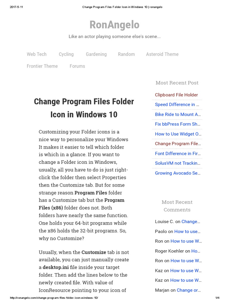 Change Program Files Folder Icon in Windows 10 - Ronangelo | PDF ...