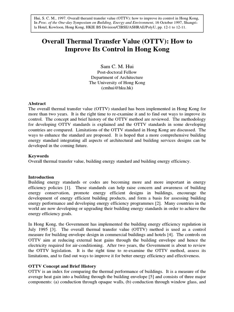 OTTV in Hong Kong PDF | PDF | Simulation | Hvac