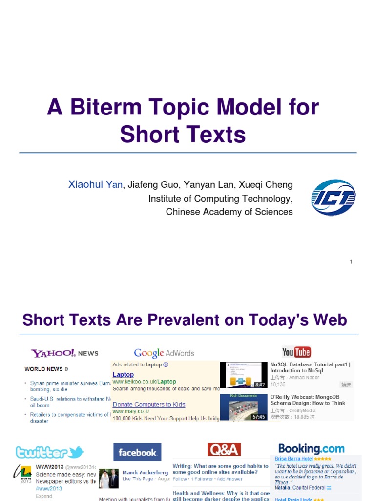 A Biterm Topic Model For Short Texts Slide | PDF | Scientific Modeling ...
