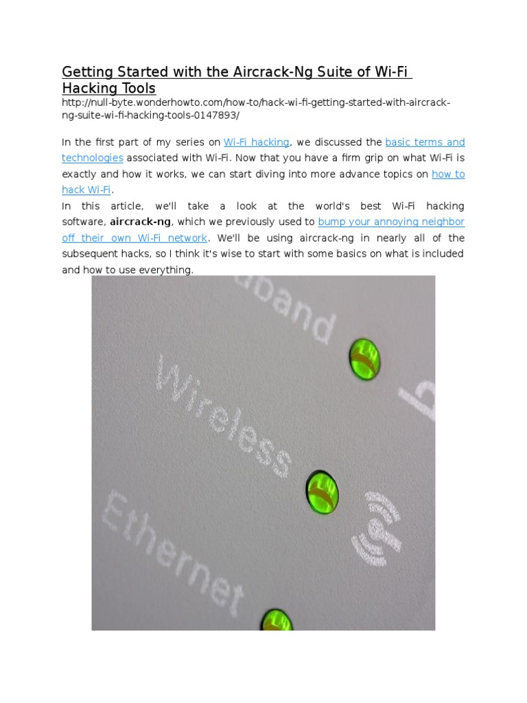 Getting Started With The Aircrack-Ng Suite of Wi-Fi Hacking Tools | PDF | Wireless Access Point ...