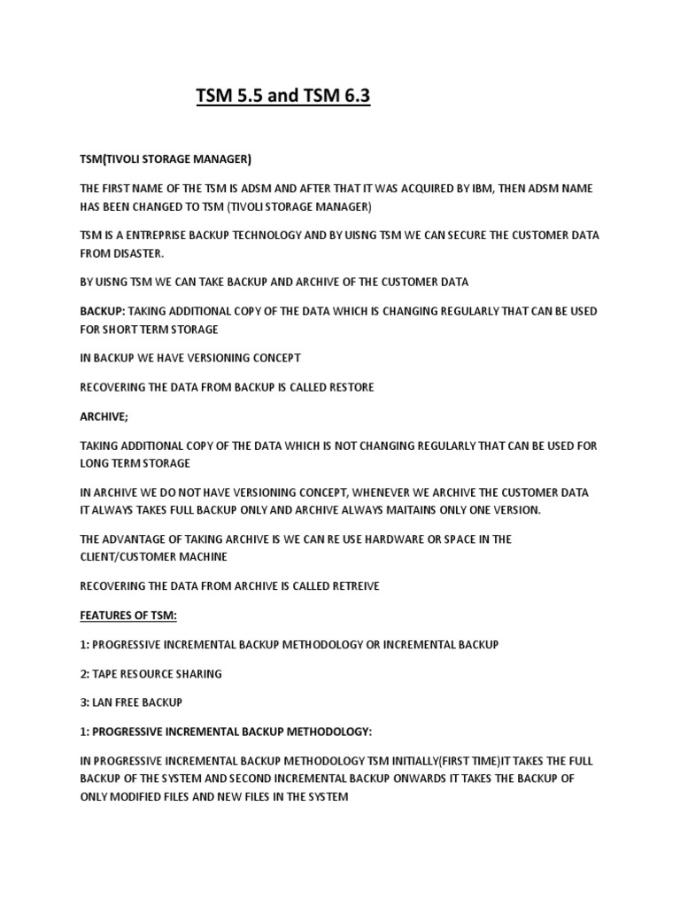 An In-Depth Explanation of Tivoli Storage Manager (TSM) Versions 5.5 ...