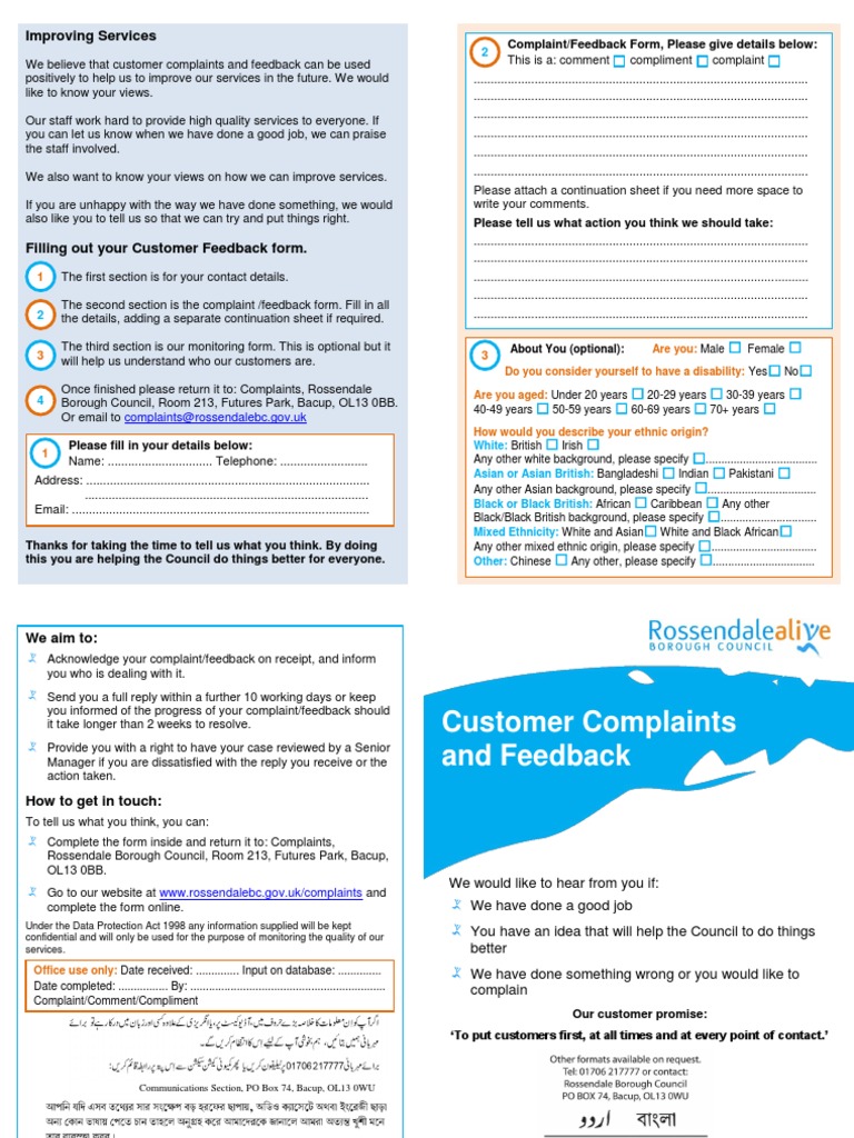 New Customer Complaints Leaflet | PDF | Race And Ethnicity In The ...