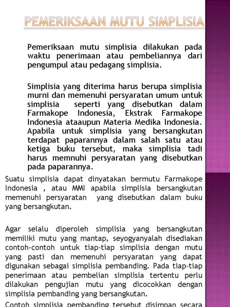 6.pemeriksaan Mutu Simplisia | PDF | Pengembangan Diri | Kesehatan Holistik