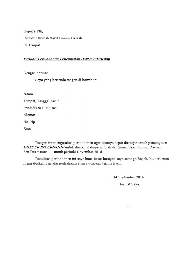 Surat Permohonan Internship | PDF