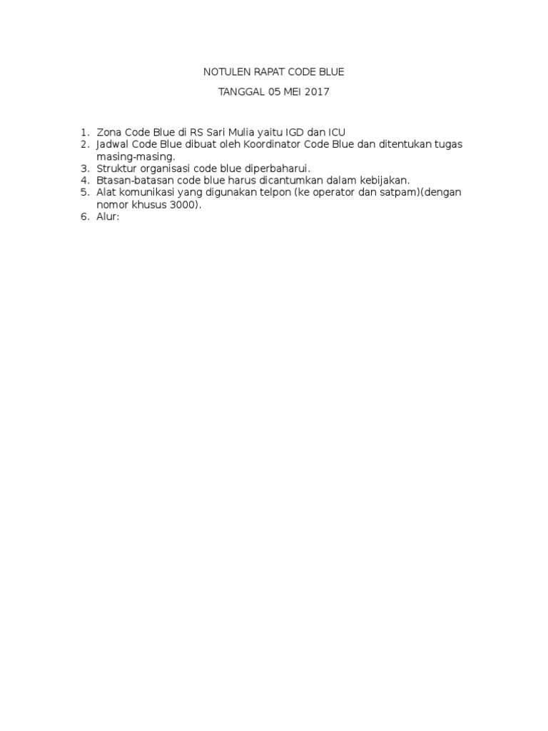 Notulen Rapat Code Blue 050517 | PDF
