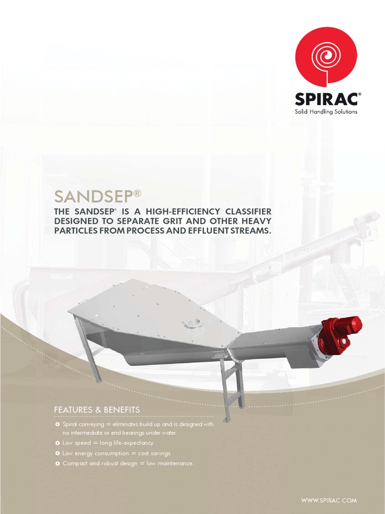 Spirac Grit Classifier SANDSEP - A4 - v1 | PDF | Sewage Treatment ...