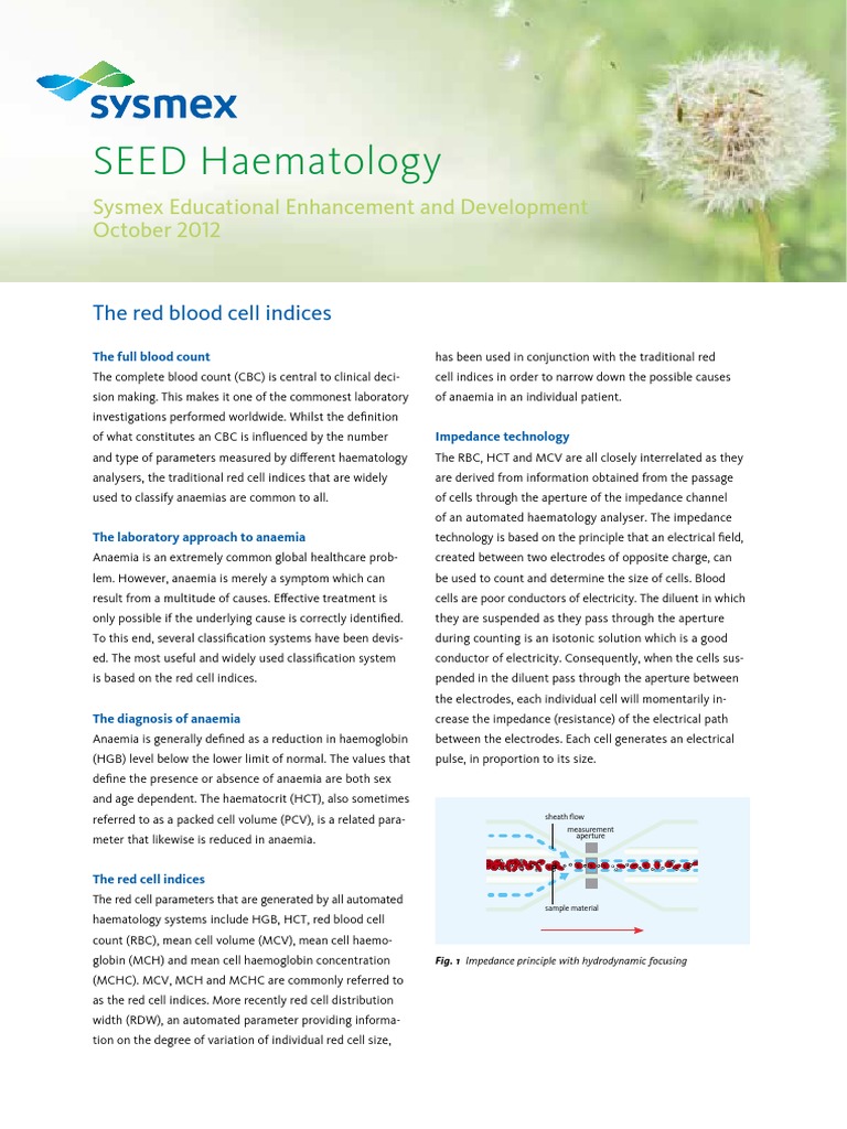 2012 Sysmex Red Blood Cell Indices | PDF | Anemia | Tissue (Biology)