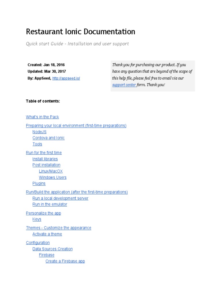 Ionic Restaurant - Quick Start Guide | PDF | Json | Ios