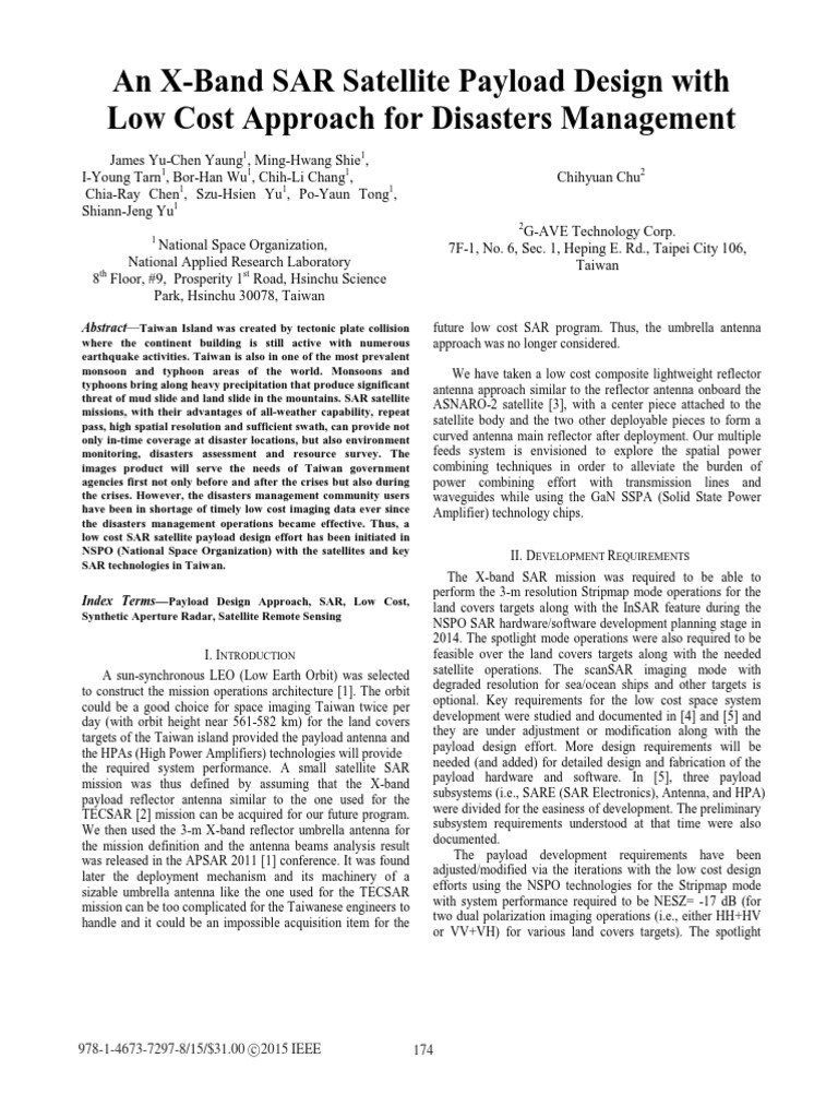 An X-Band SAR Satellite Payload Design With Low Cost Approach For ...