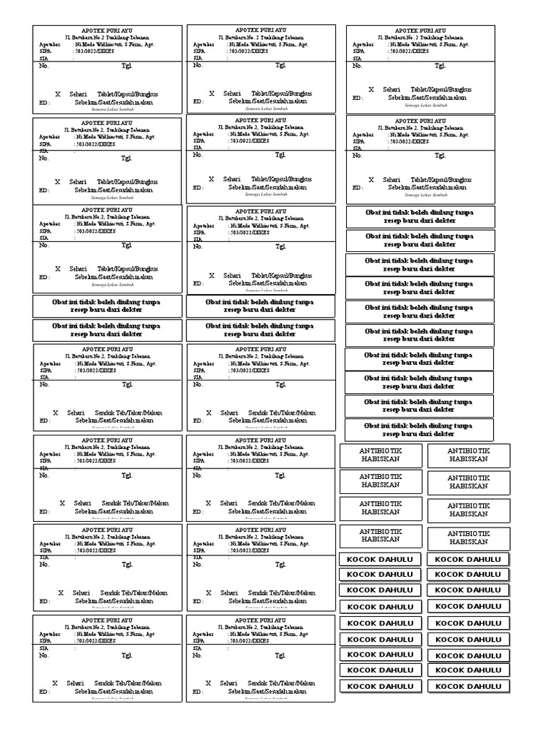 Etiket Dan Label Obat | PDF