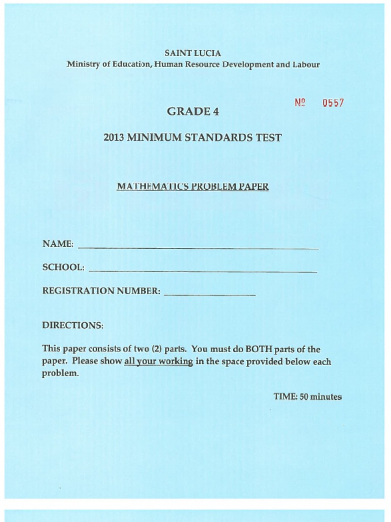 2013 MST Grade 4 Math Problem | PDF