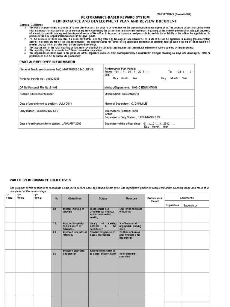 PDP BLANK 2.doc | Performance Appraisal | Educational Assessment