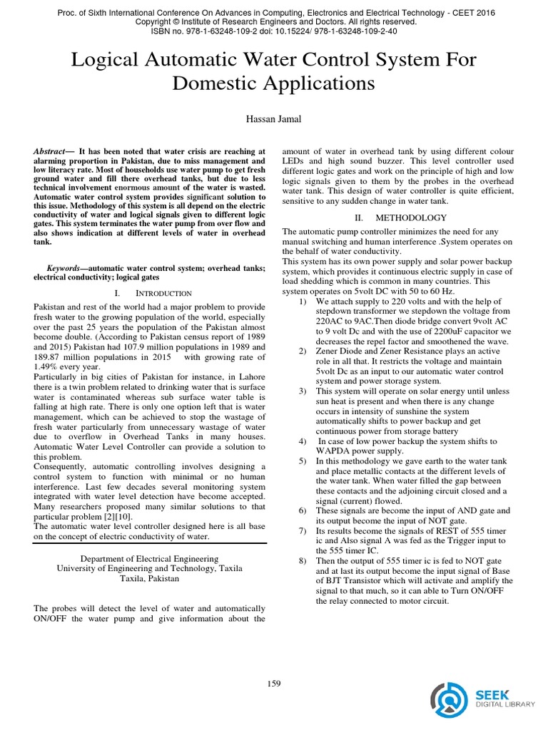 Logical Automatic Water Control System For Domestic Applications | PDF ...