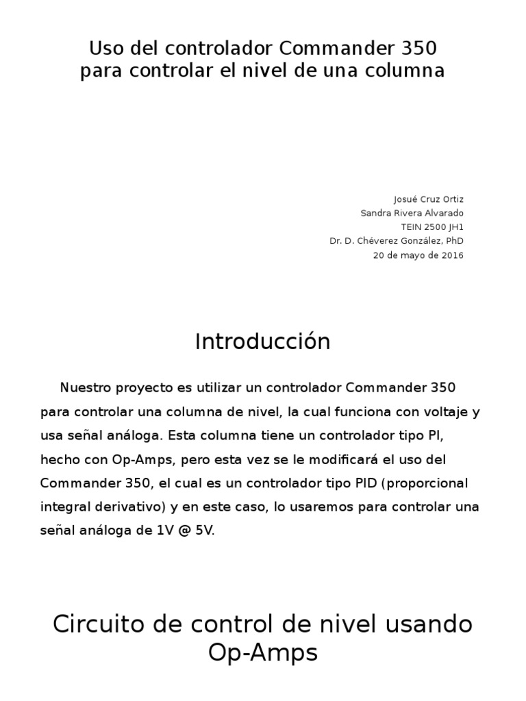 Uso Del Controlador Commander 350 para Controlar El | PDF | Electrónica ...