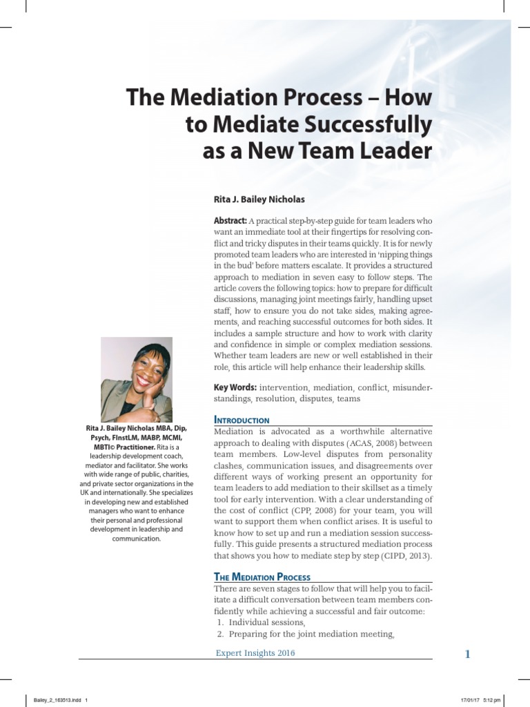 The Mediation Process - How To Mediate Successfully As A New Team ...