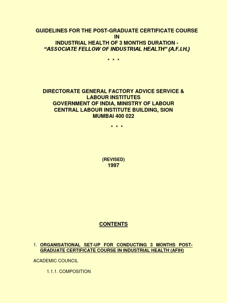 Associate Fellow of Industrial Health Prospectus | PDF | Occupational ...
