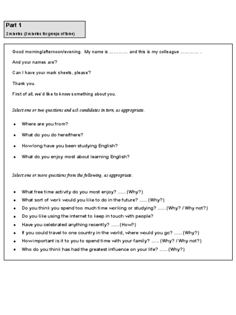 CAE Speaking Exam Sample Questions | PDF | Vocational Education | Languages
