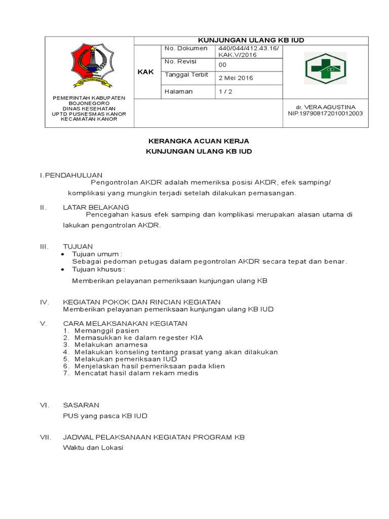 Kak Kunjungan Ulang Iud | PDF