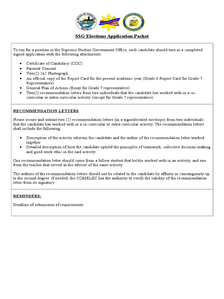 SSG Elections Application Guidelines | PDF | Social Institutions ...