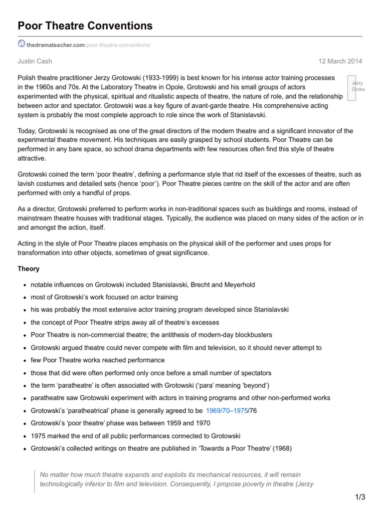 Poor Theatre | Acting | Theatre