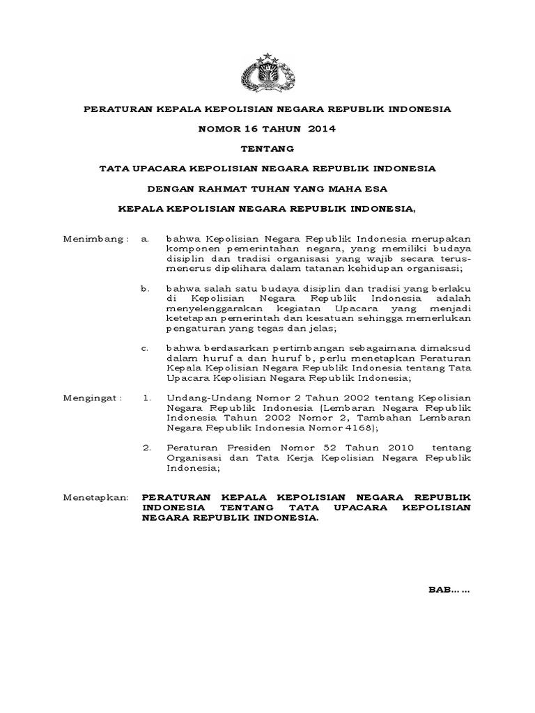 Perkap 16 2014 Upacara Polri | PDF