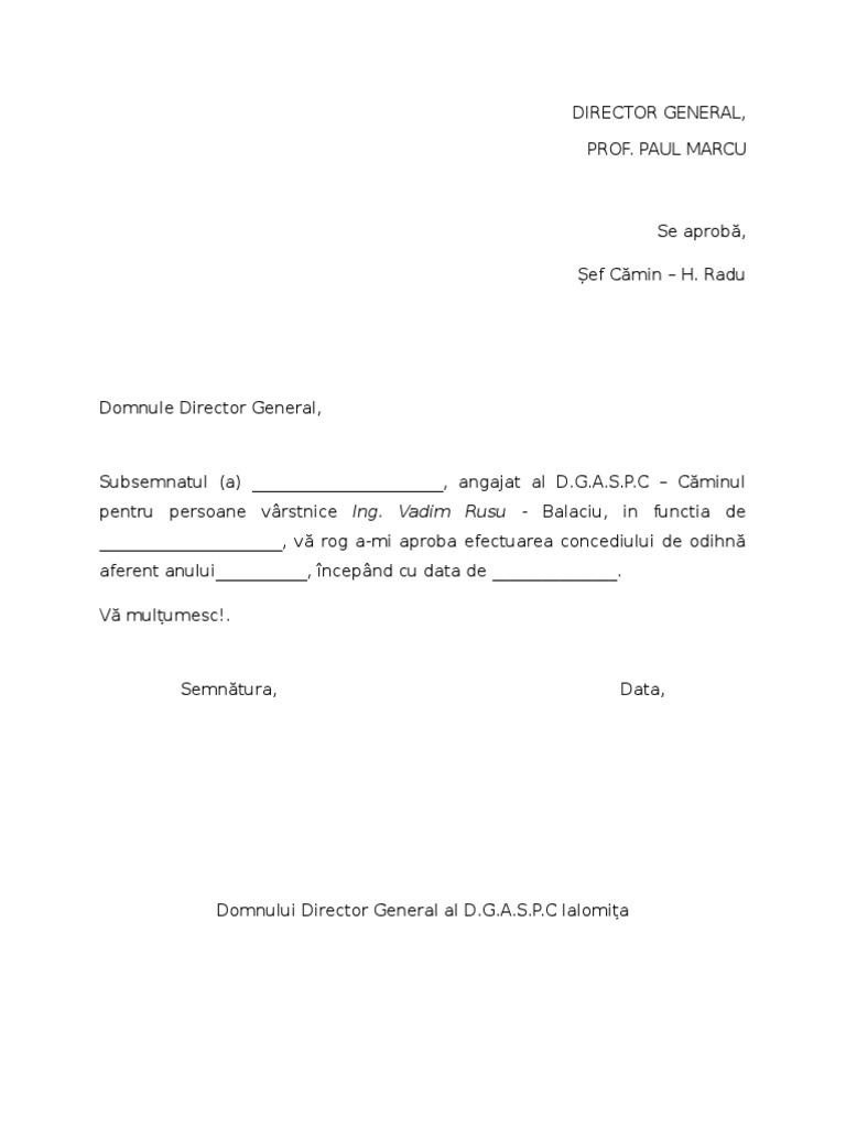 Cerere Concediu Odihna | PDF