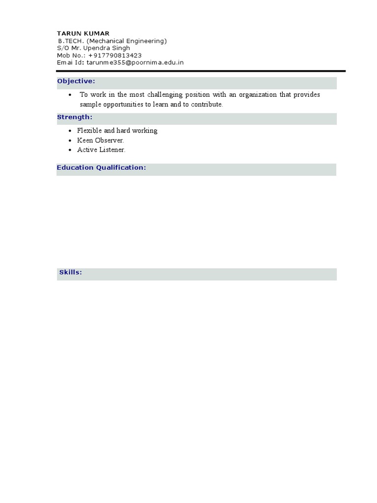 Resume Format 1 | PDF