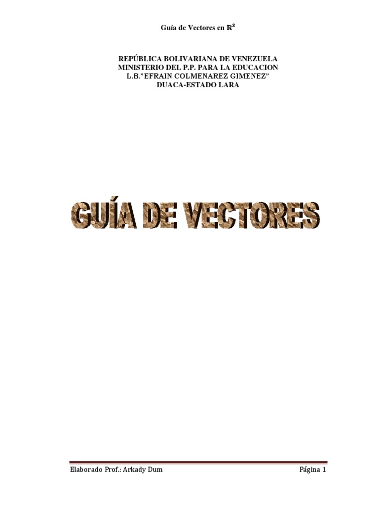 Guia de Vectores | PDF | Norma (Matemáticas) | Vector Euclidiano