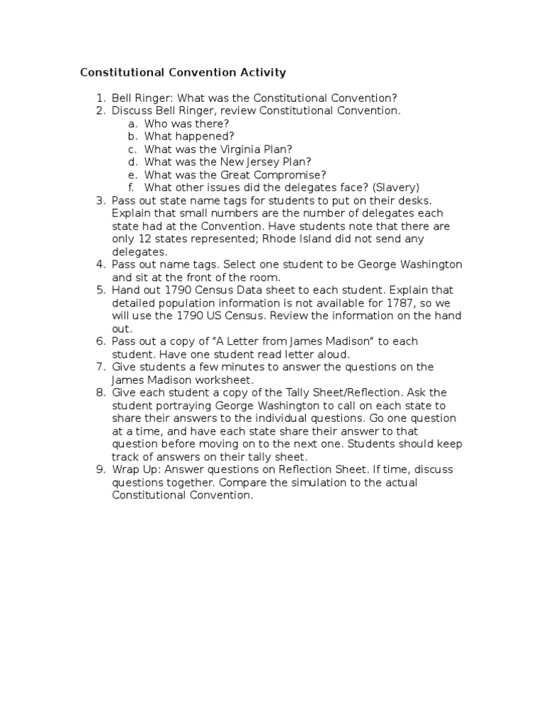 Constitutional Convention Simulation | PDF | Politics | Travel